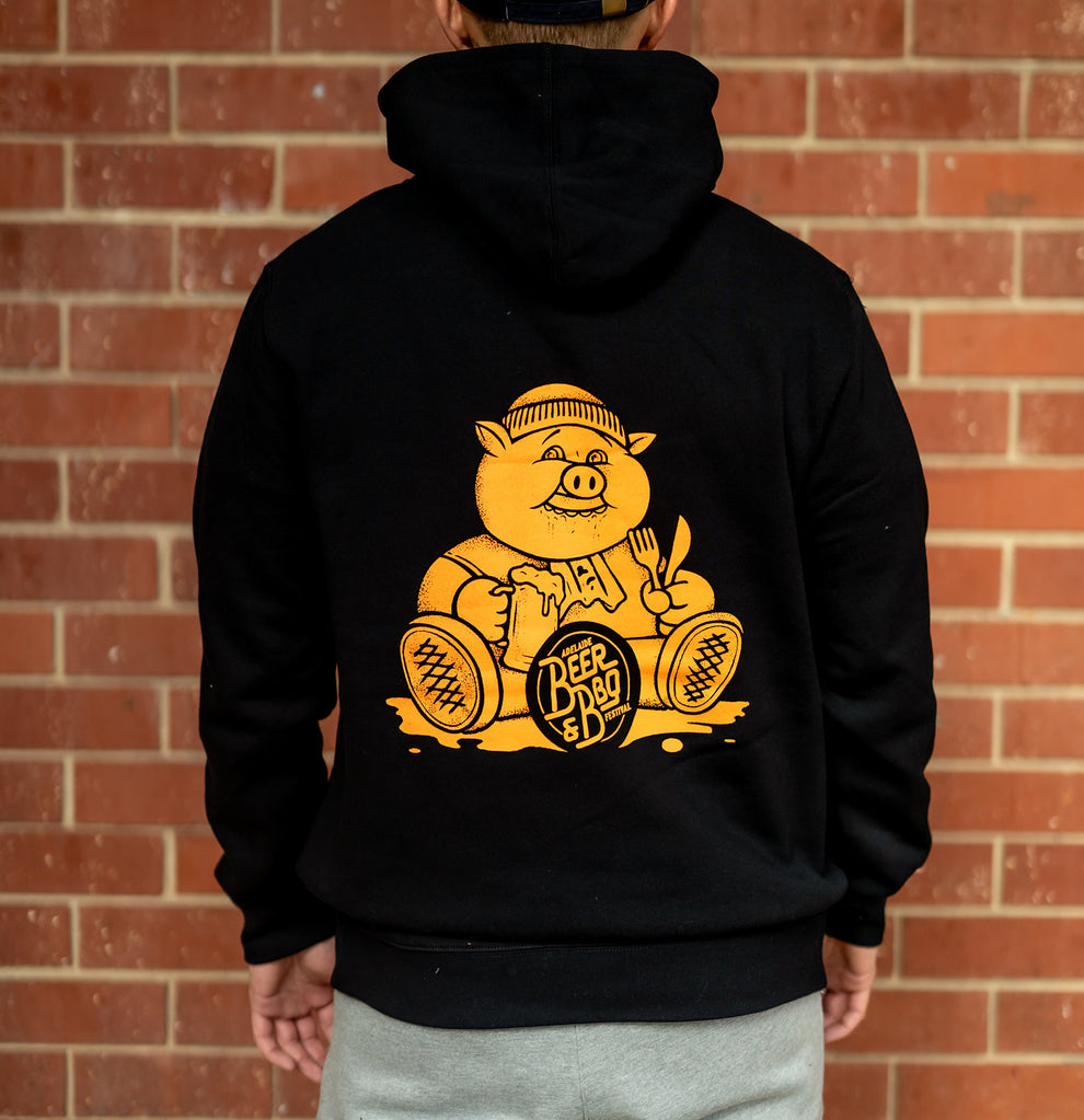 BEER & BBQ PIG HOODIE (Black) – Beer & BBQ Merch Store